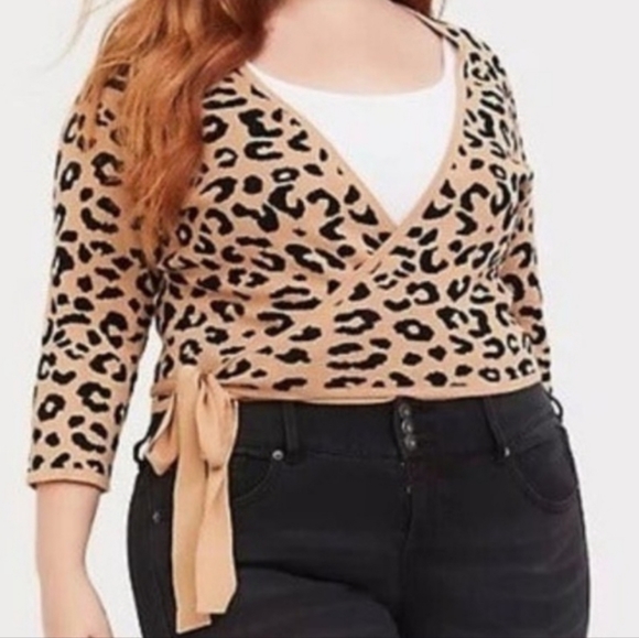 torrid | Sweaters | Torrid Cheetah Print Wrap Sweater | Poshmark